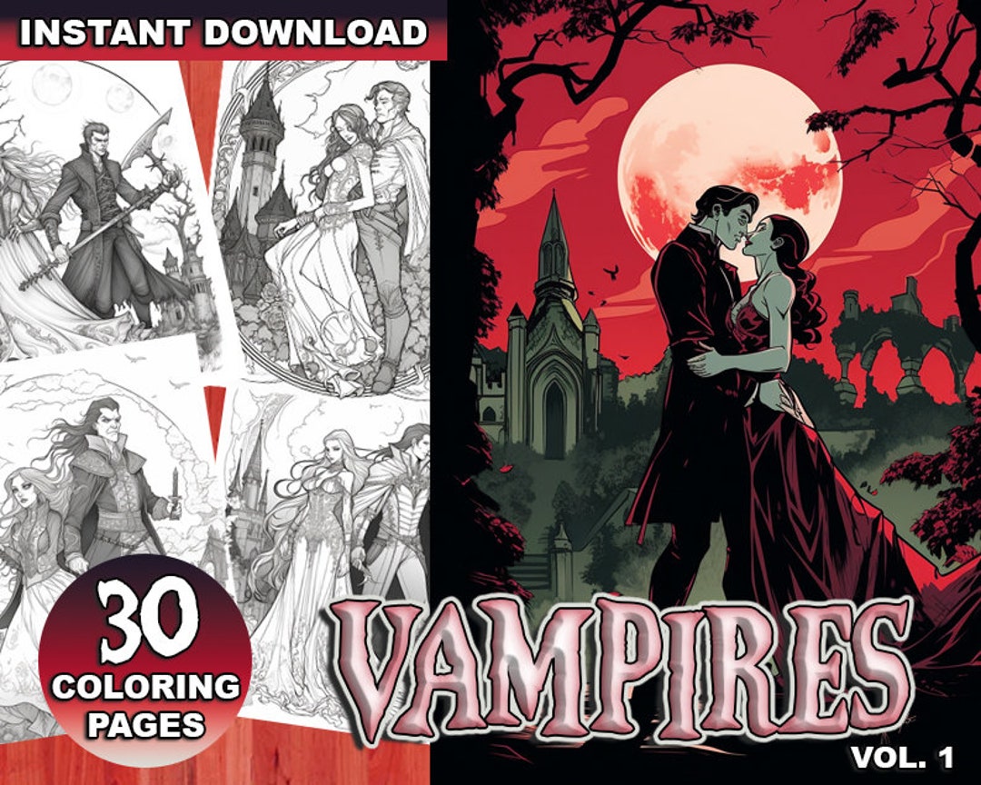 Vampires Coloring Book Vol 1, 30 Seductive Vampire Pages for Adults ...
