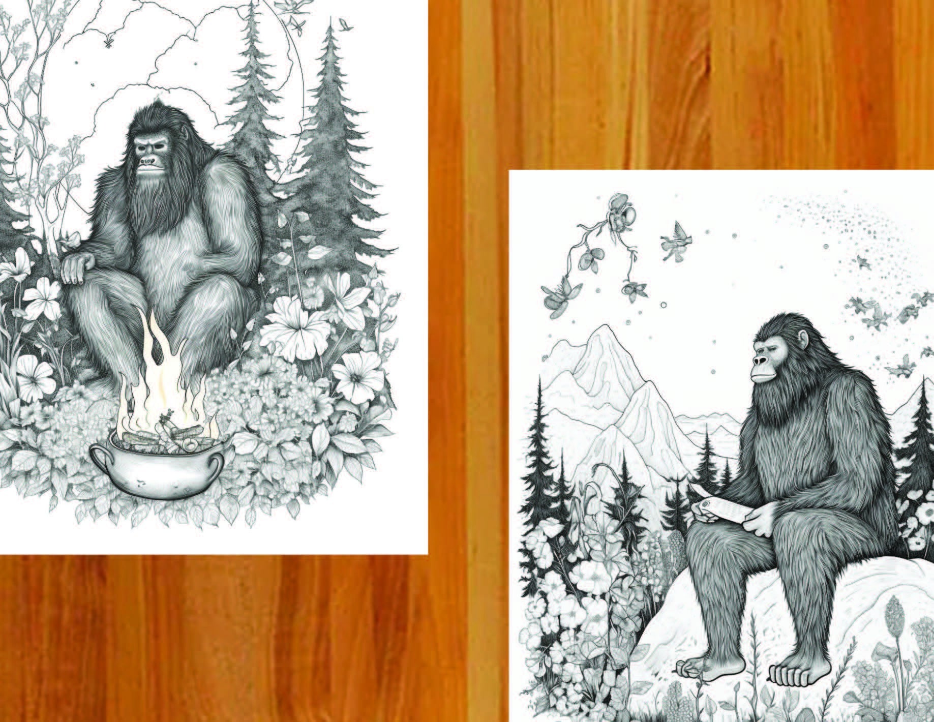 Bigfoot Coloring Book Vol 1, 30 Pages, Bigfoot Coloring Pages for Kids ...
