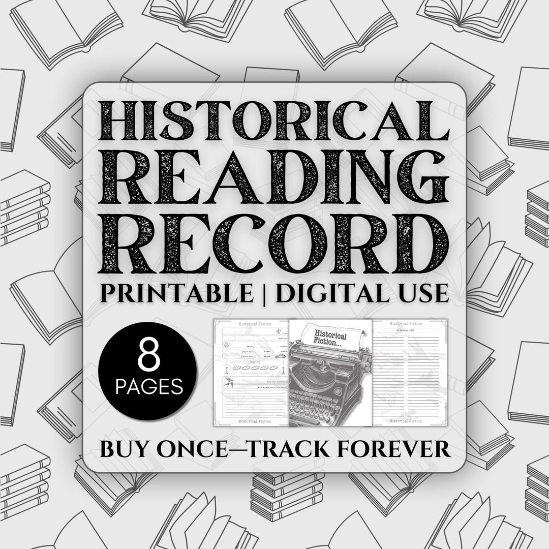 Historical Fiction Reading Log Printable | 8 Page Book Tracker | Book ...