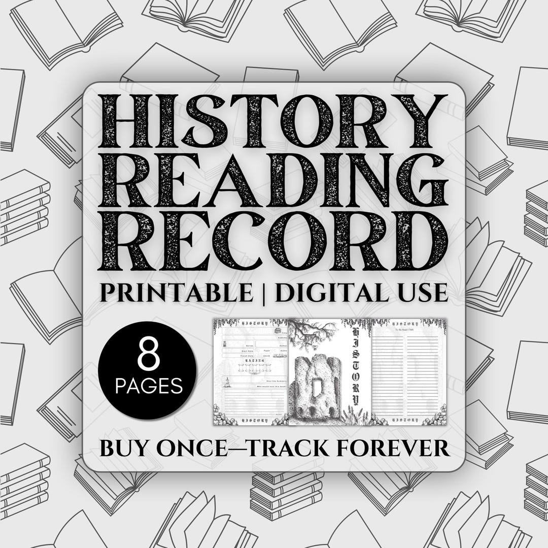 8 Page History Reading Journal – Printable Book Tracker | Reading Log ...