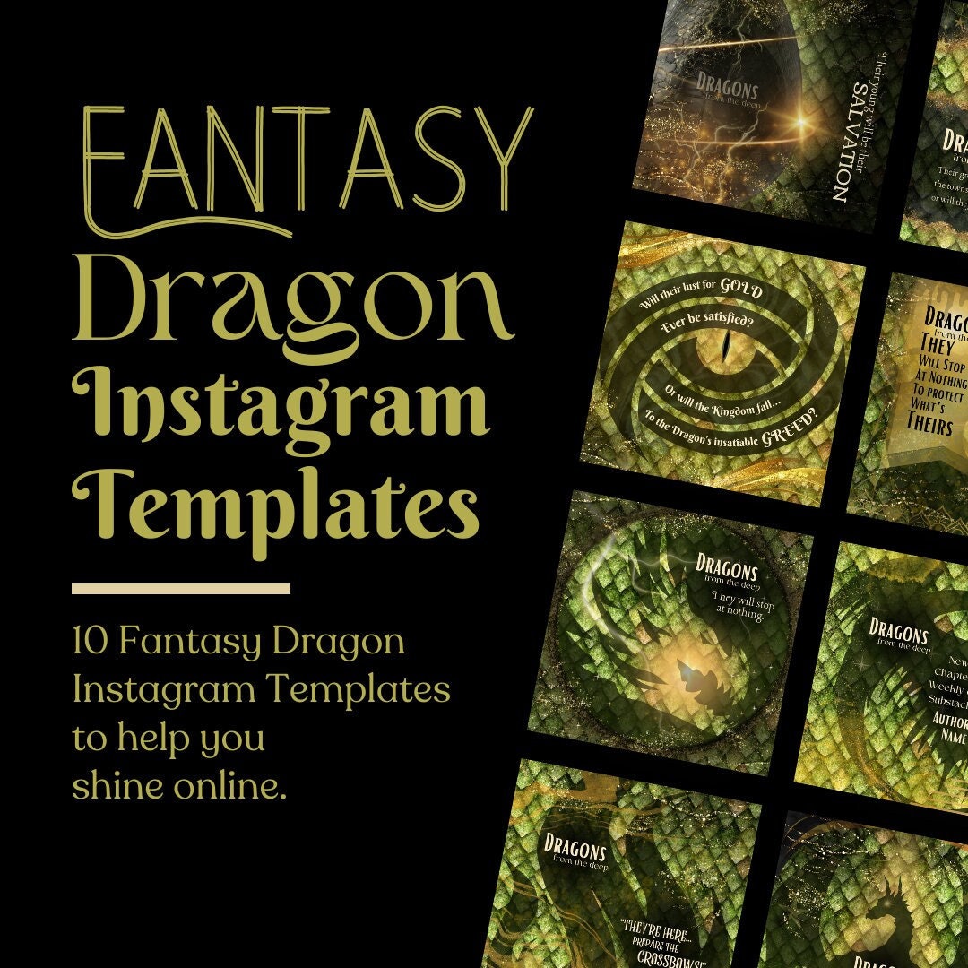10 Fantasy Dragon Instagram Post Templates, Unique Maximalist Templates ...