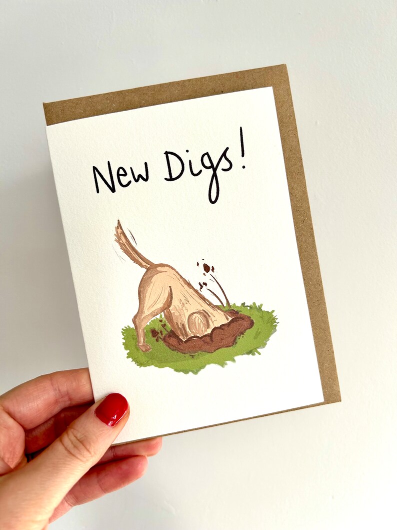 New Digs Card for New Home | Dachshund Sausage Dog Greeting Card | Hand ...