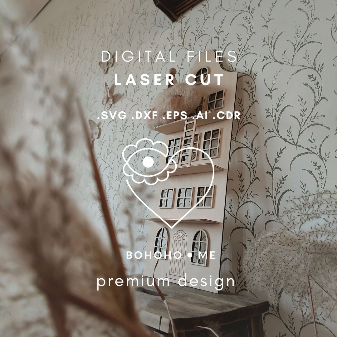 Shelf in the Shape of a House 4mm 60cm for Laser Cutting 3D Model ...