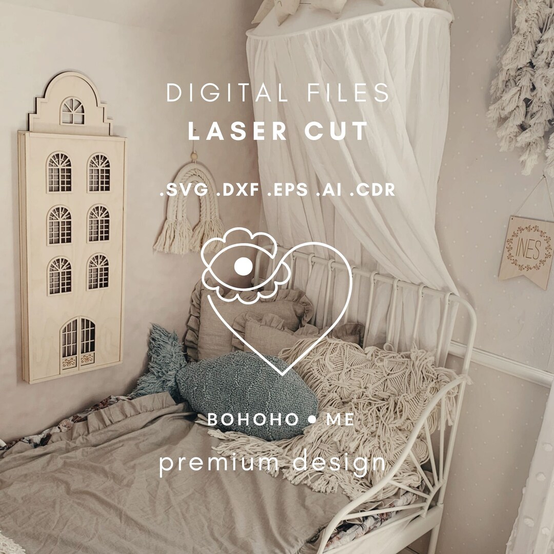 Illuminated Tenement House 4mm 81 X 29cm for Laser Cutting Flowwood Decoration Lamp Tenement ...