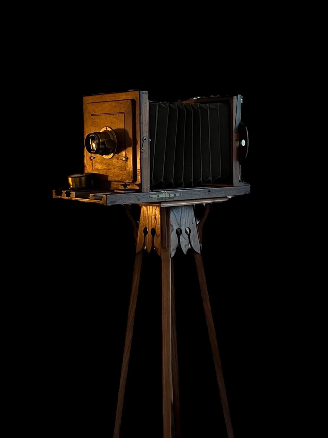 Antique Bellows Camera, Wooden Studio Camera With Adjustable Brass Lens ...