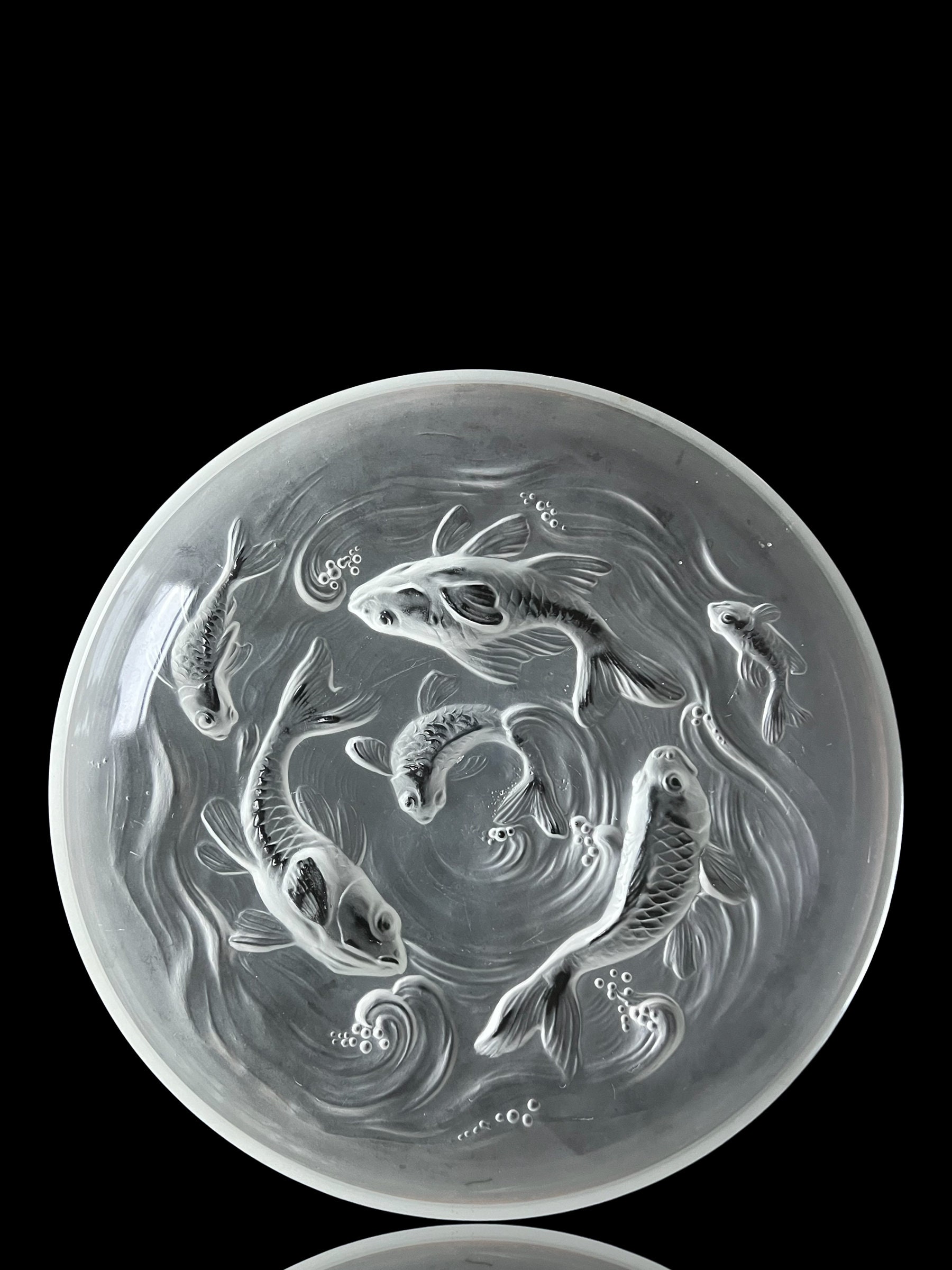 Verlys France Glass Art Art-deco Fish Bowl in Frosted Glass. - Etsy
