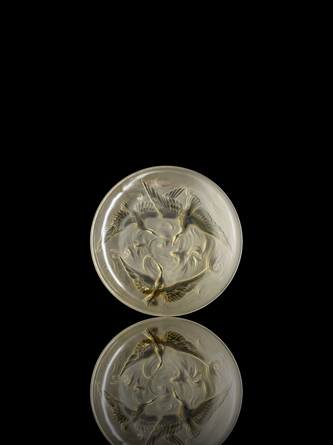 Verlys France Art Deco Glass Bowl 'birds and Koi' Ca. 1930 - Etsy