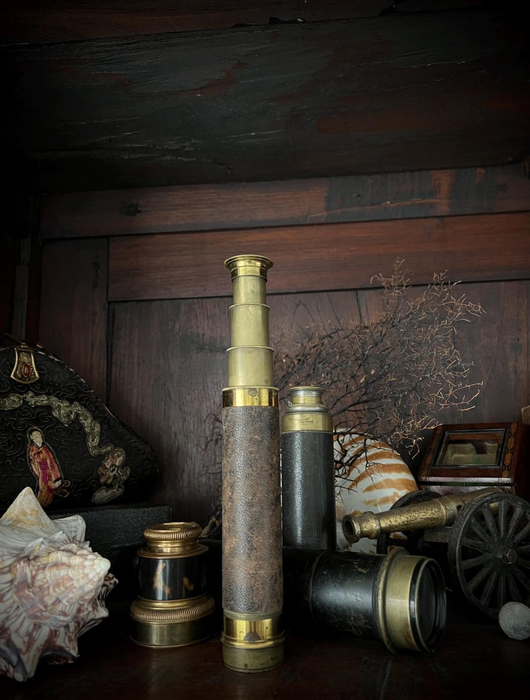 Telescope, 19th Century Ship's/field Glasses in Gilt Copper With ...