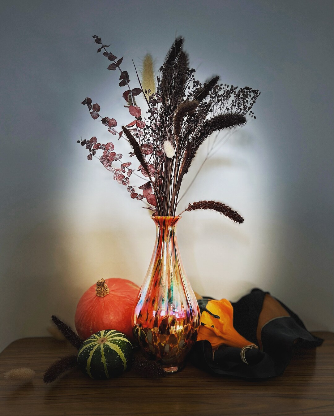 Franz Welz Orange Vase stripes and Spots Pattern Iridescent Splash ...