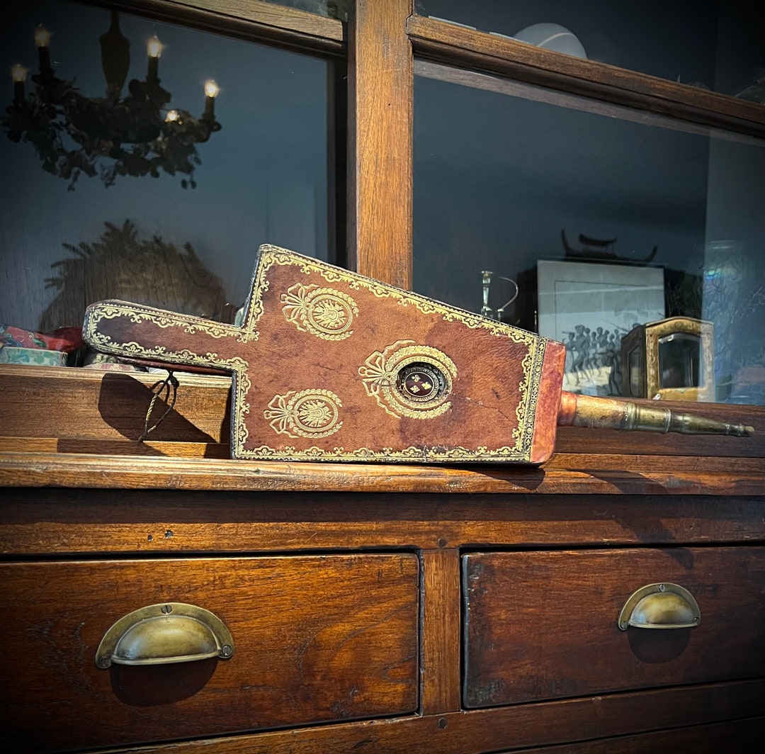 Very Rare Louis XVI Style Bellows, Morocco Leather, Covered With Coat ...