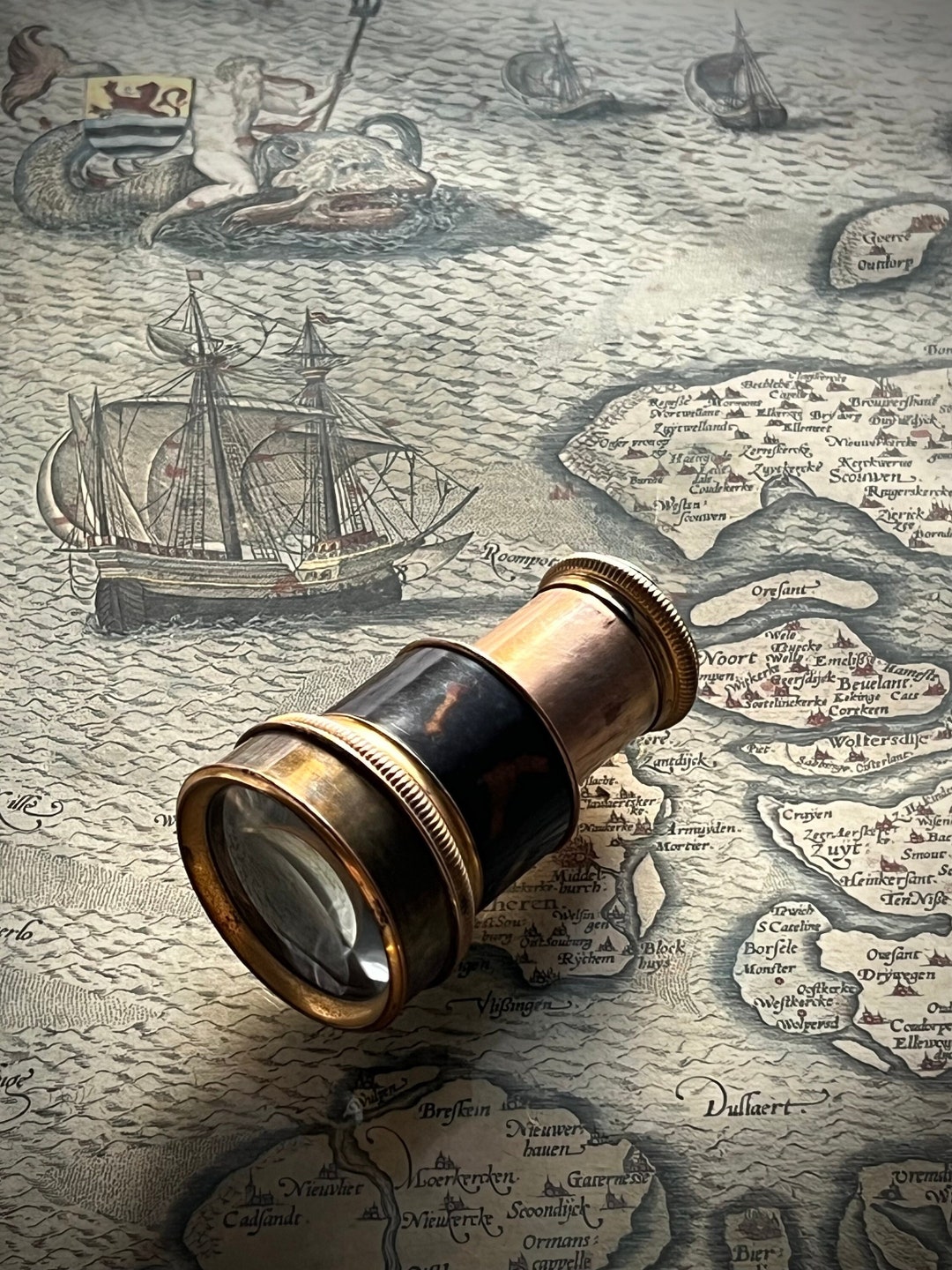 Telescope, 19th Century Ship's/field Glasses in Gilt Copper With ...