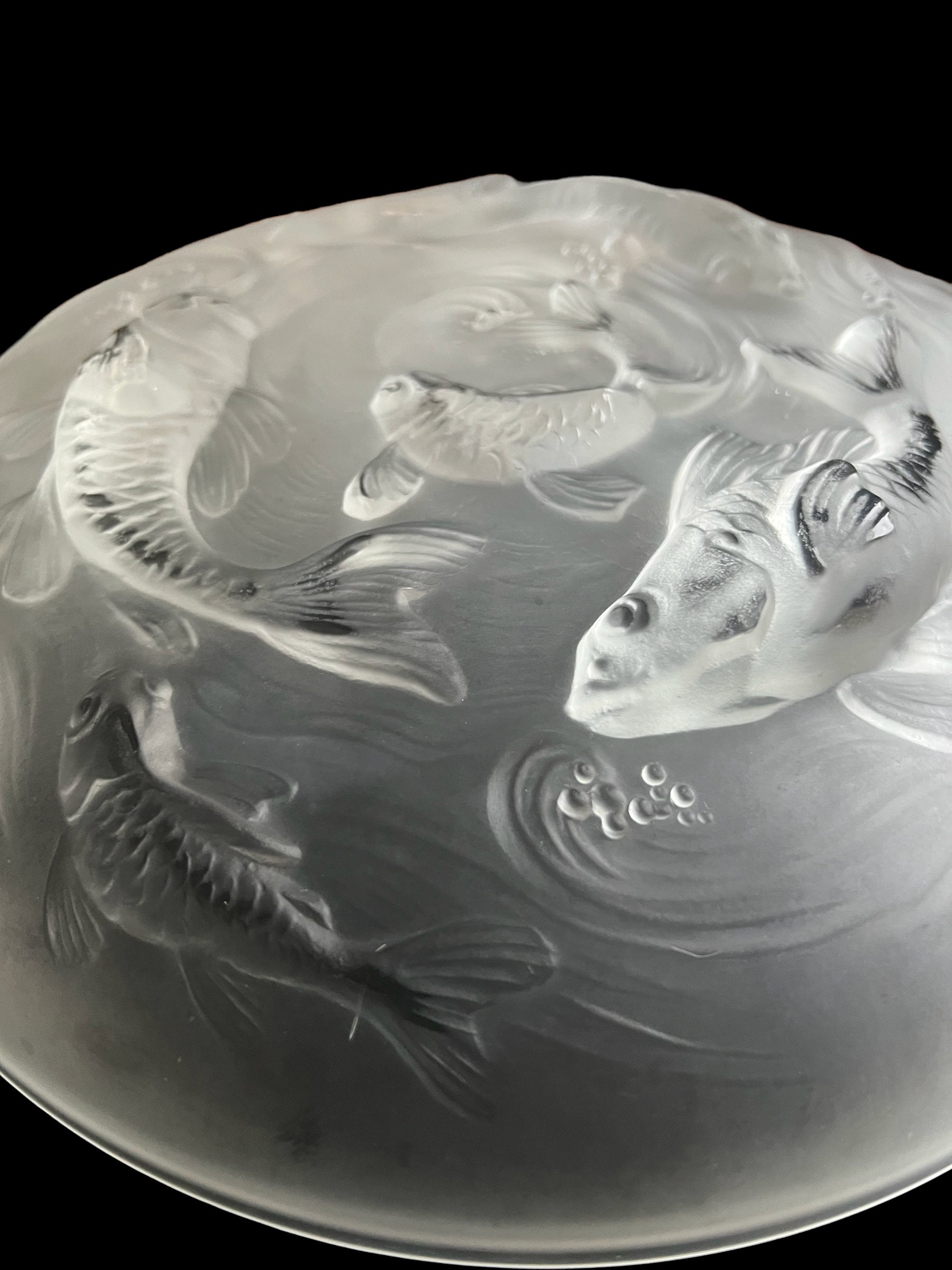 Verlys France Glass Art Art-deco Fish Bowl in Frosted Glass. - Etsy