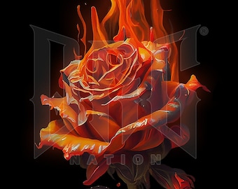Rose on Fire PNG | Rose Sublimation Design | Trendy Rose PNG | Hand ...