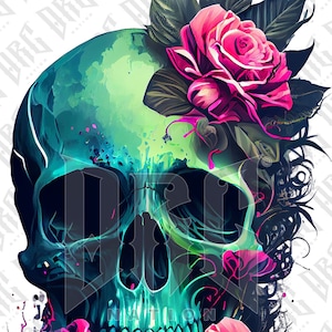 Skull With Roses PNG | Skull Sublimation Design | Trendy Skull PNG ...