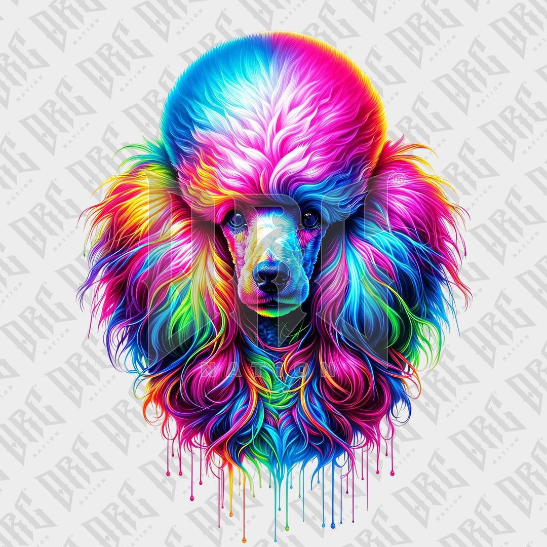 Colorful Neon Poodle PNG - Etsy