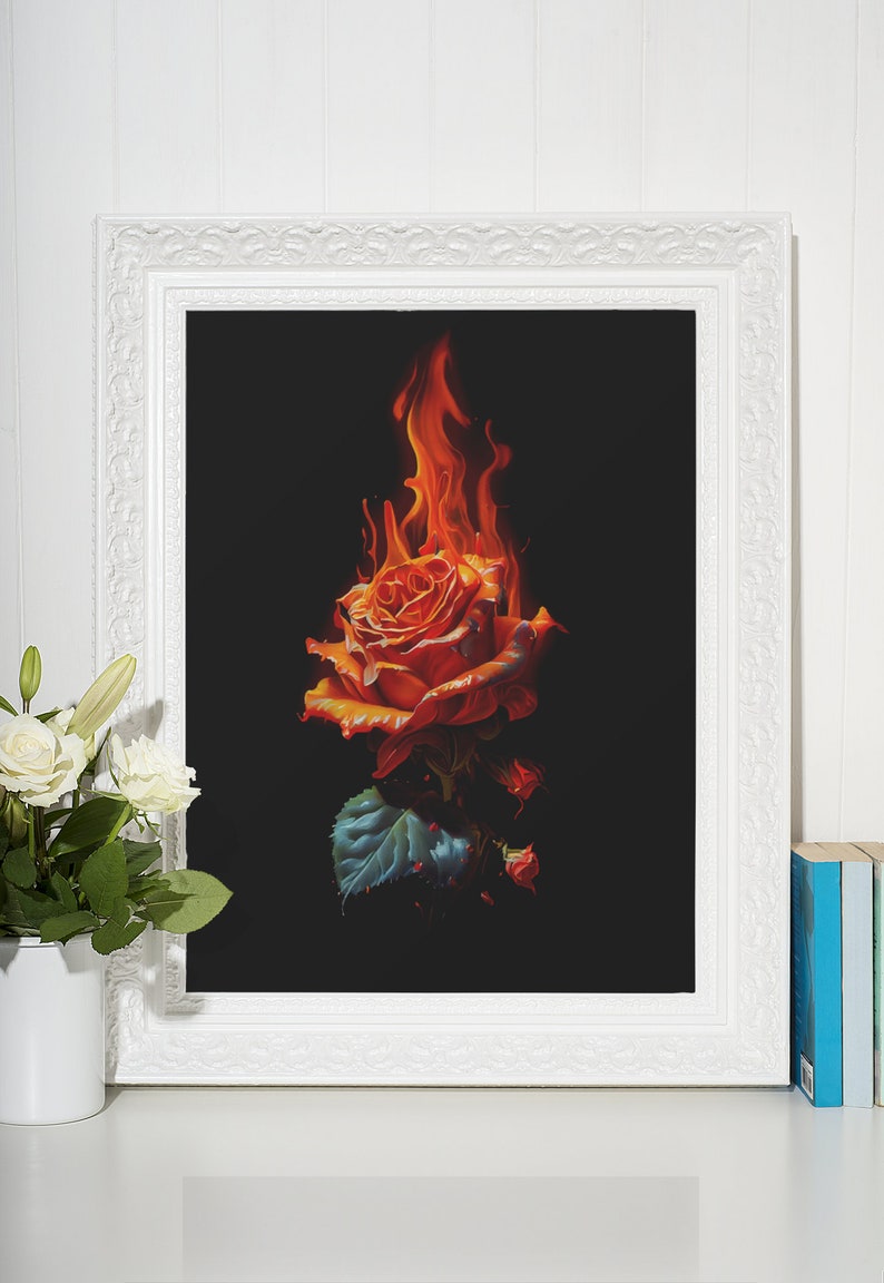 Rose on Fire PNG Rose Sublimation Design Trendy Rose PNG - Etsy