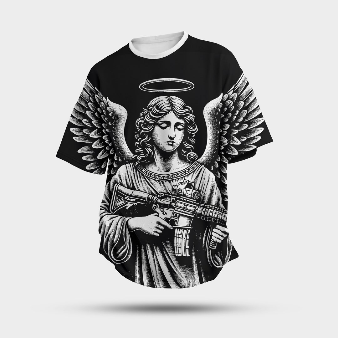 Angelic Guardian With Firearm Vector Illustration - Etsy
