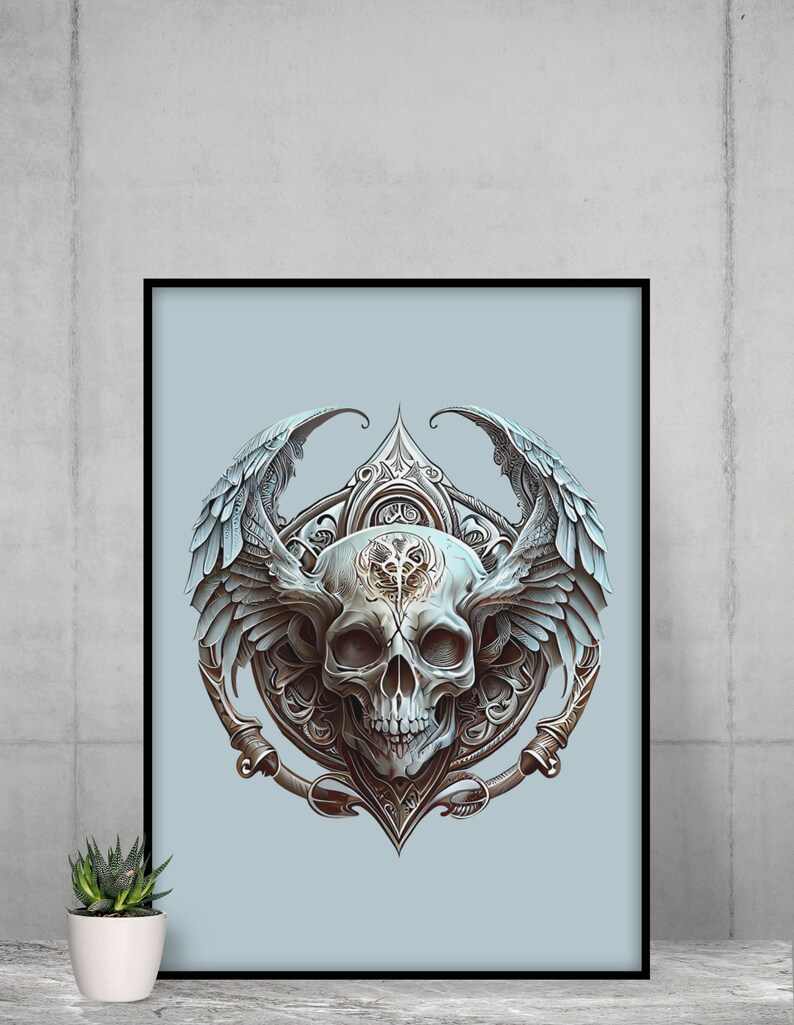 Skull With Wings PNG | Hand Drawn Skull PNG | Skull Portrait PNG ...