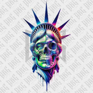 Colorful Neon Statue of Liberty Skull PNG - Etsy Canada