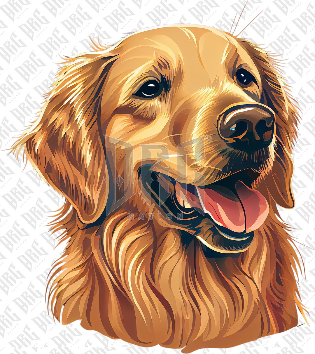 Golden Retriever Dog PNG | Hand Drawn Dog Retriever Breed Sublimation ...