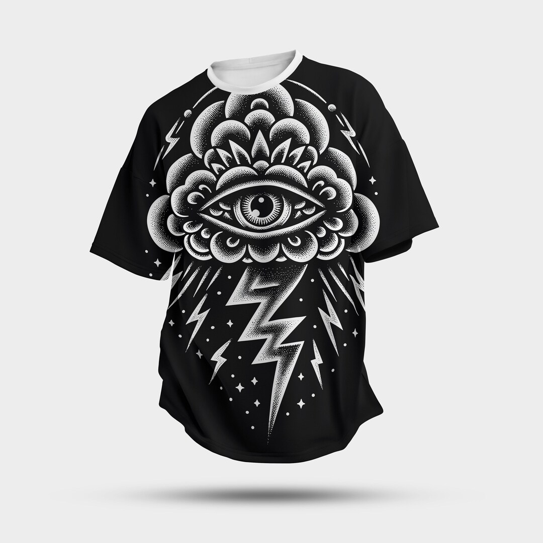 Mystical Eye and Thunder Dotwork Vector Art - Etsy