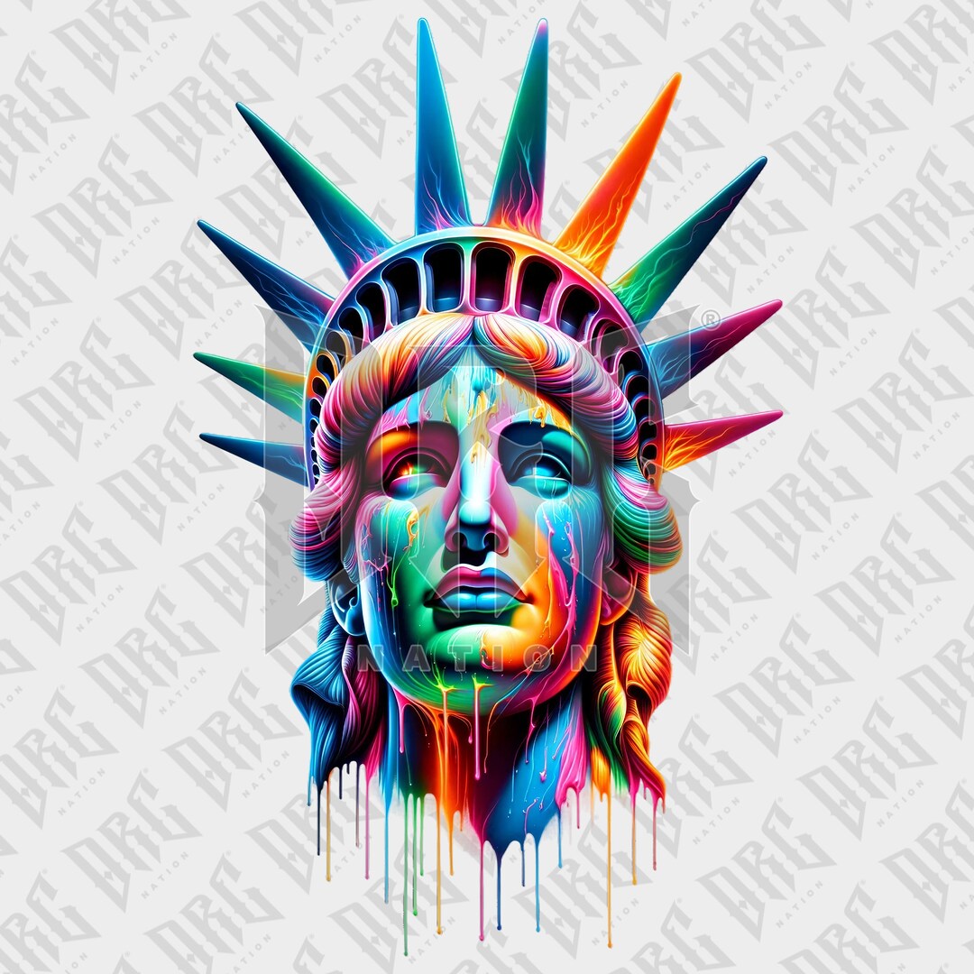 Vibrant Drip Art Statue of Liberty PNG - Etsy