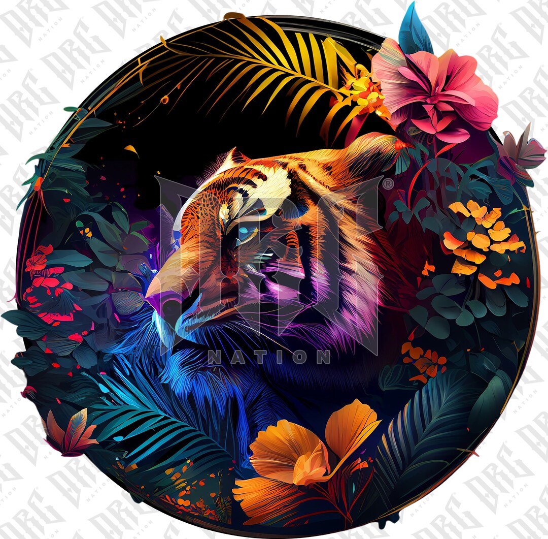 Colorful Tiger PNG | Tiger Sublimation Design | Trendy Tiger PNG | Hand ...