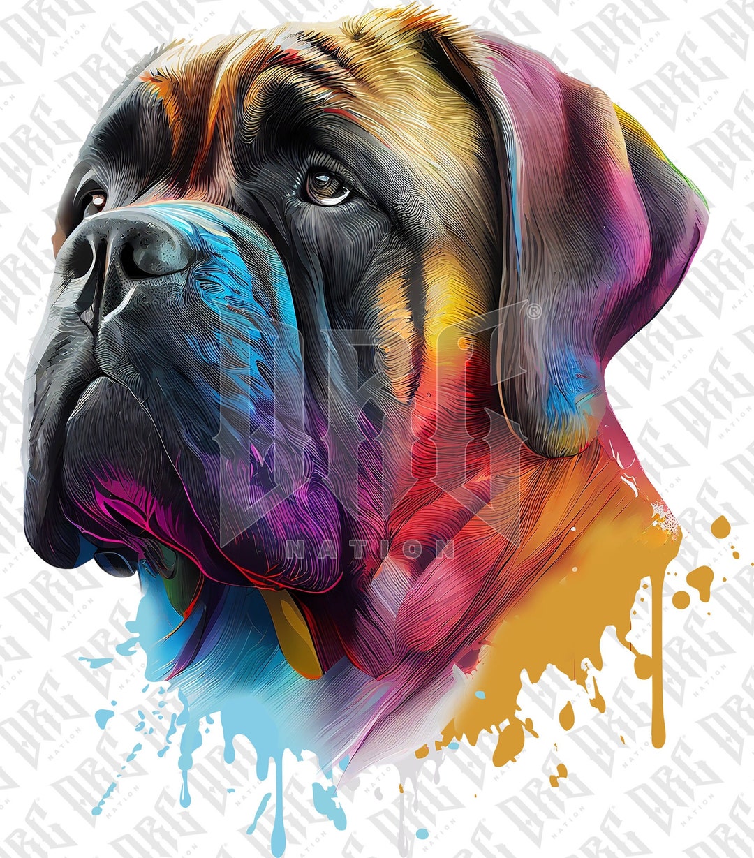 Colorful Mastiff Dog PNG | Mastiff Dog Breed Sublimation Design ...