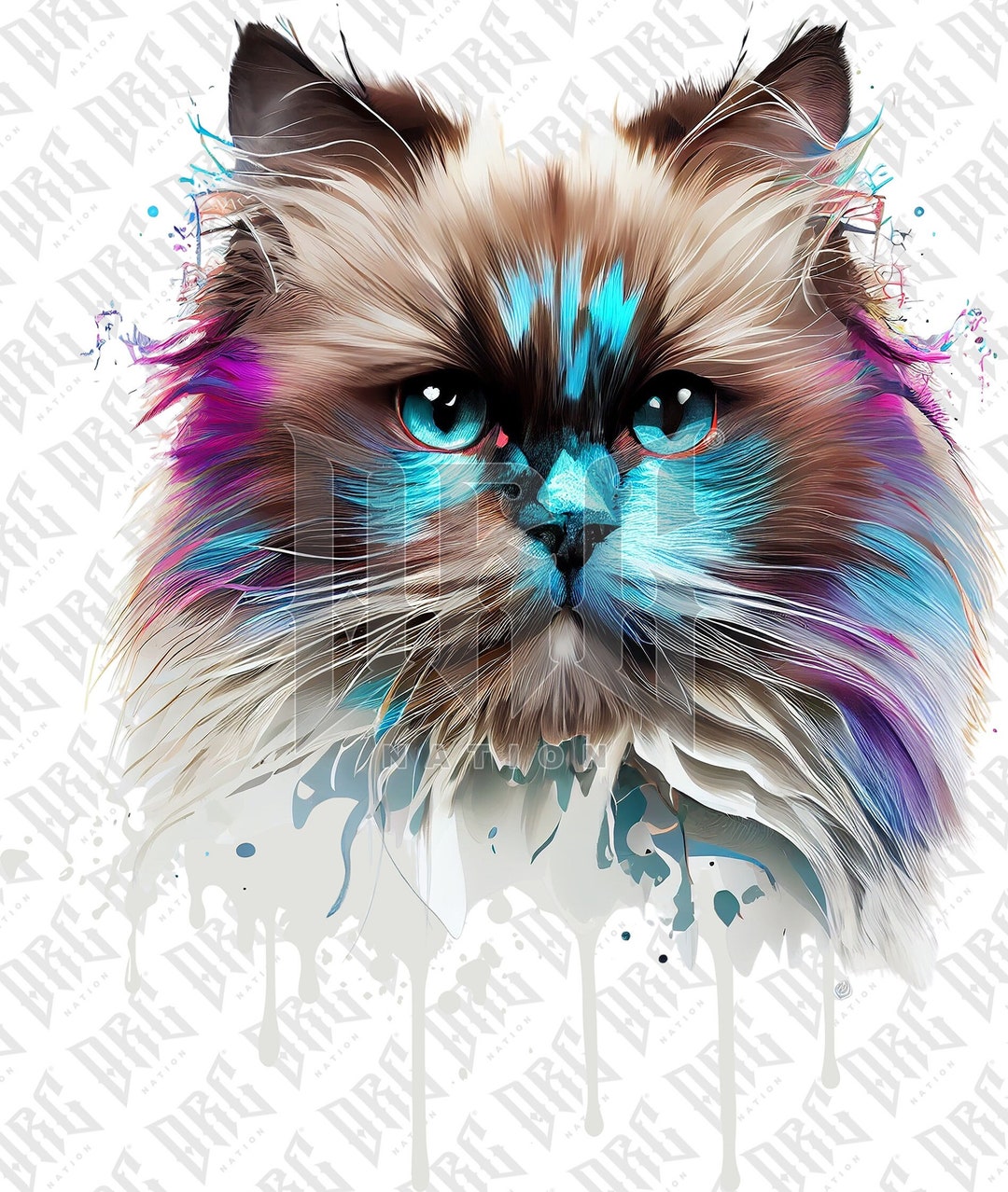 Ragdoll Cat PNG | Colorful Ragdoll Cat Sublimation for Shirts Art Mugs ...
