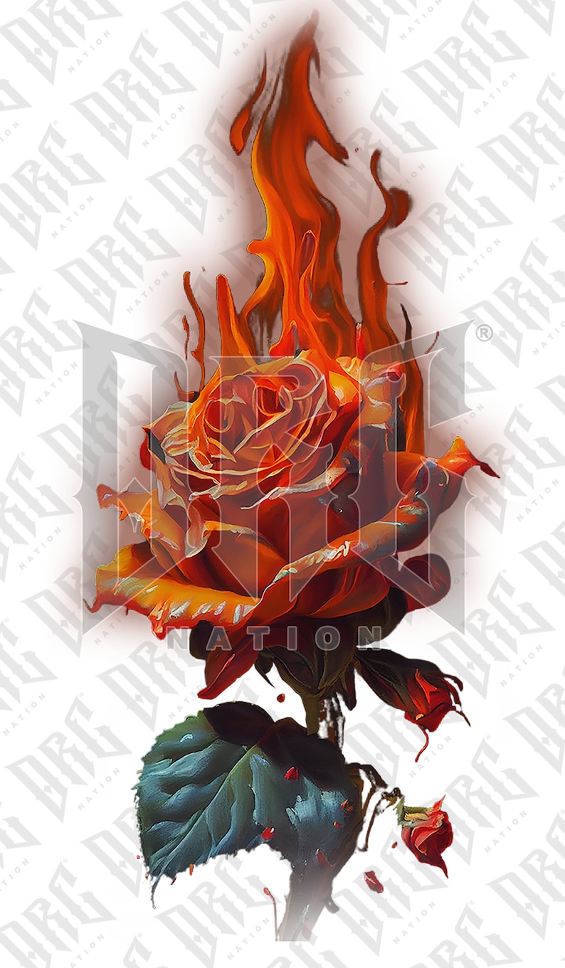 Rose on Fire PNG | Rose Sublimation Design | Trendy Rose PNG | Hand ...