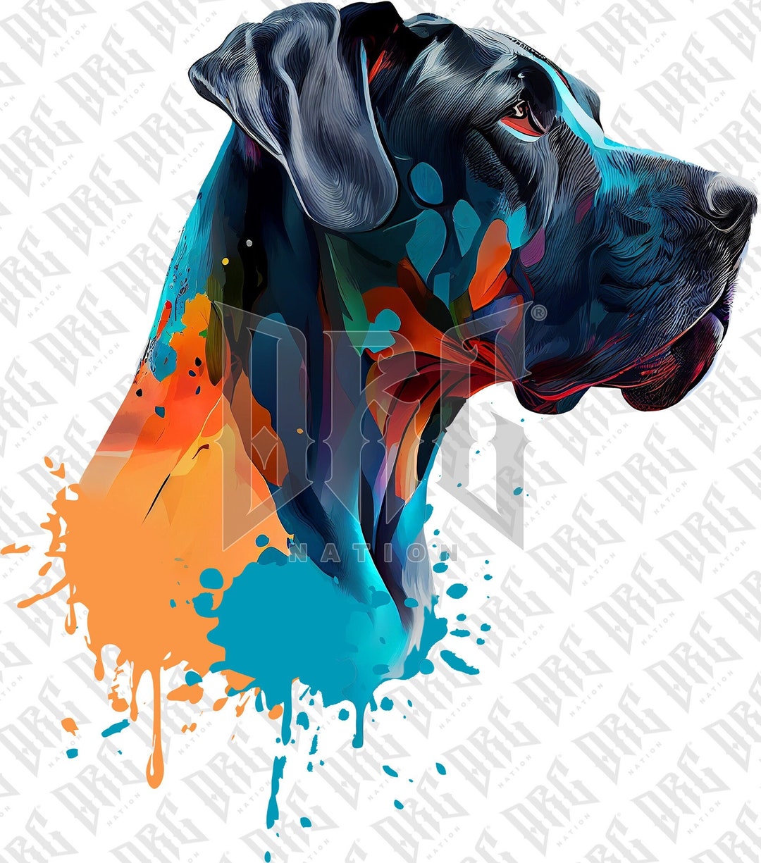 Great Dane PNG | Colorful Great Dane PNG Breed Sublimation for Shirts ...