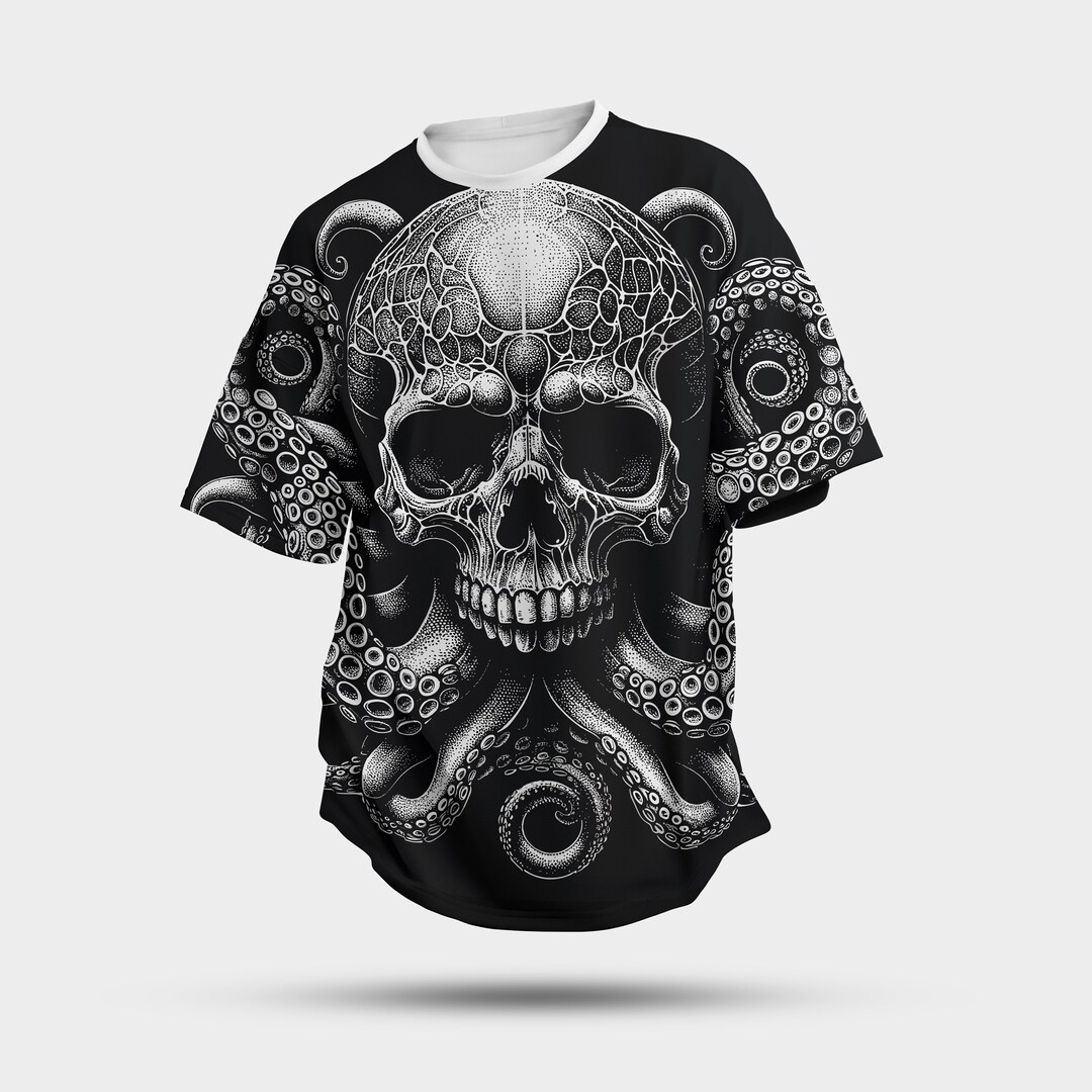 Octopus Embrace Skull - Intricate Dotwork Vector Illustration - Etsy