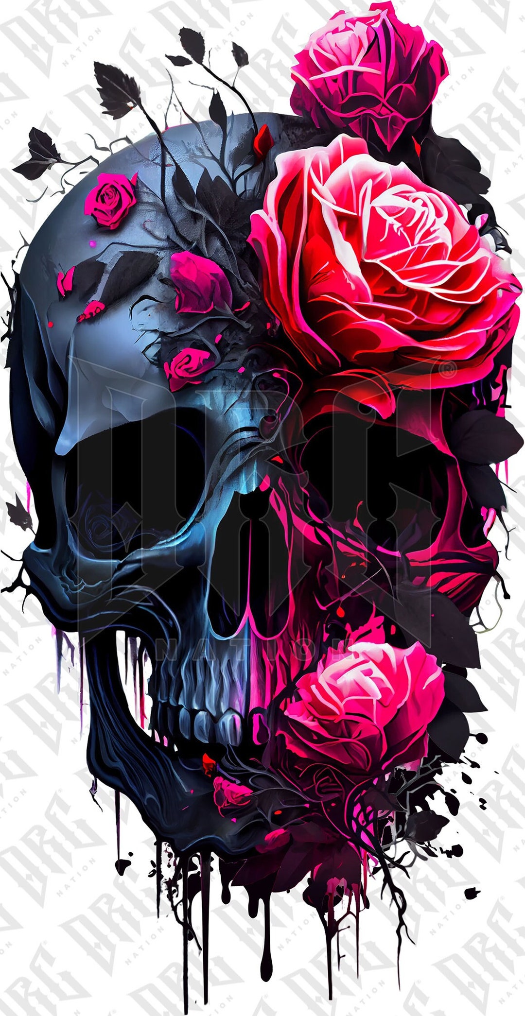 Skull With Roses PNG | Skull Sublimation Design | Trendy Skull PNG ...