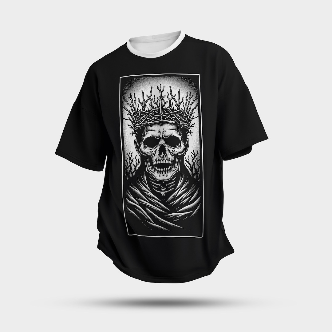 Monochrome Crown of Thorns Skull Vector Art - Etsy