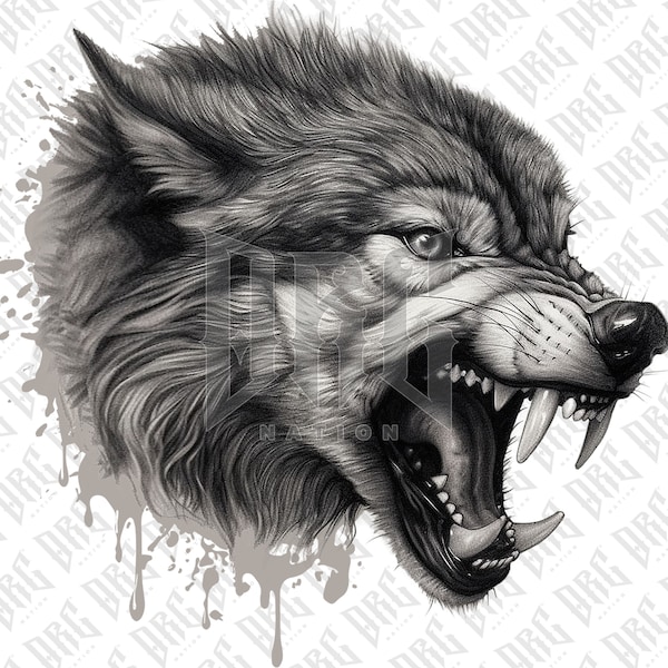 Angry Wolf Png - Etsy