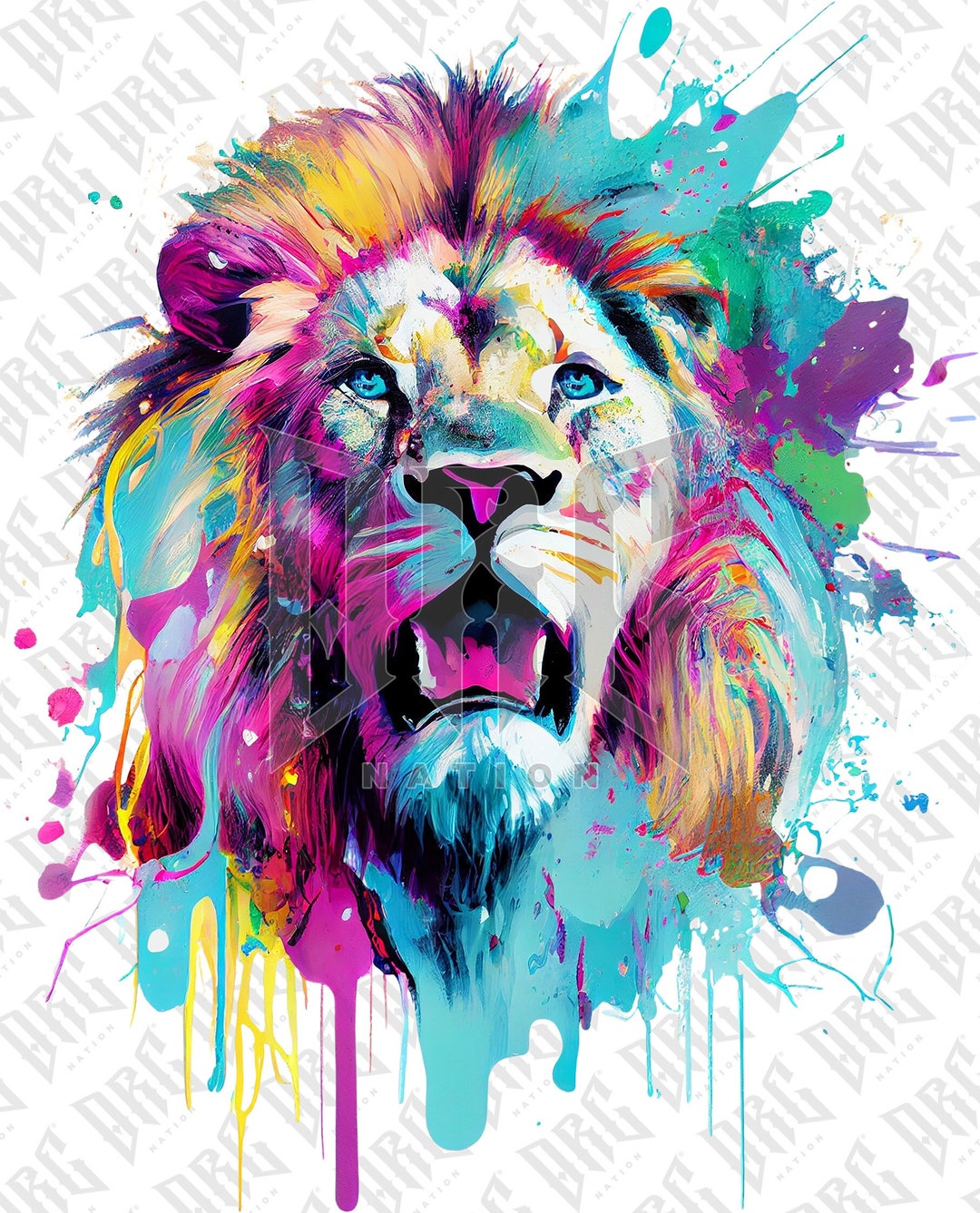 Lion PNG | Colorful Lion Sublimation for Shirts Art Mugs Tumbler | Lion ...
