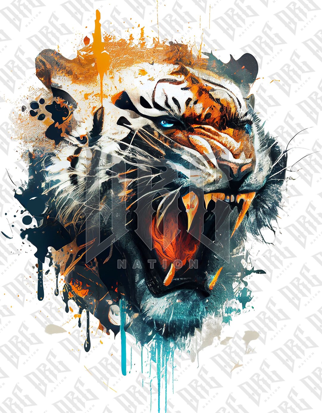 Colorful Tiger PNG | Tiger Sublimation Design | Trendy Tiger PNG | Hand ...