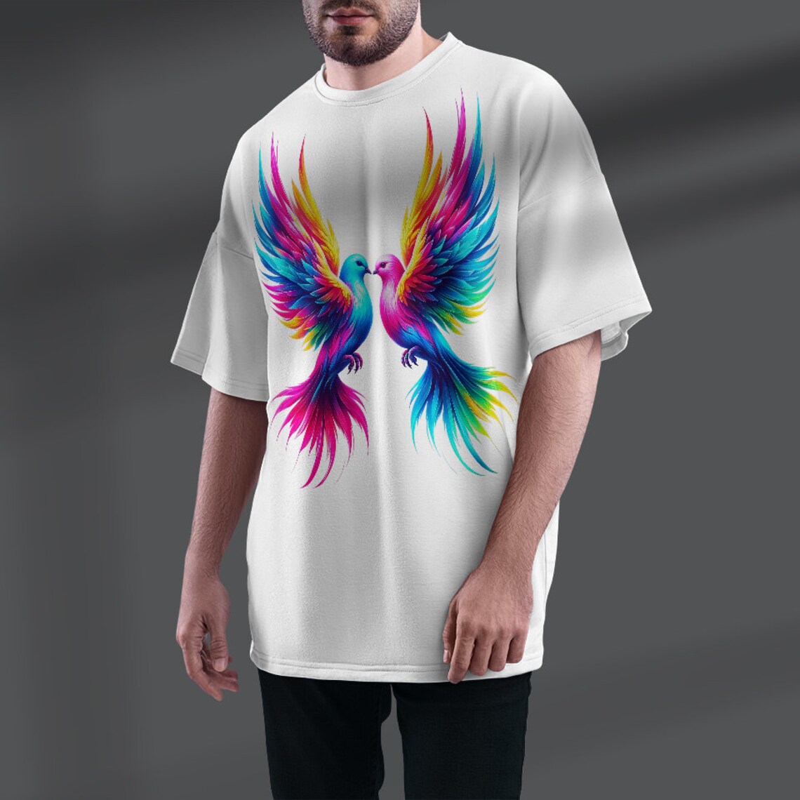 Colorful Twin Doves Artwork - Etsy