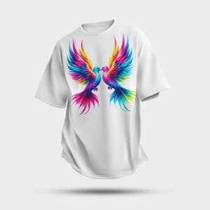 Colorful Twin Doves Artwork - Etsy