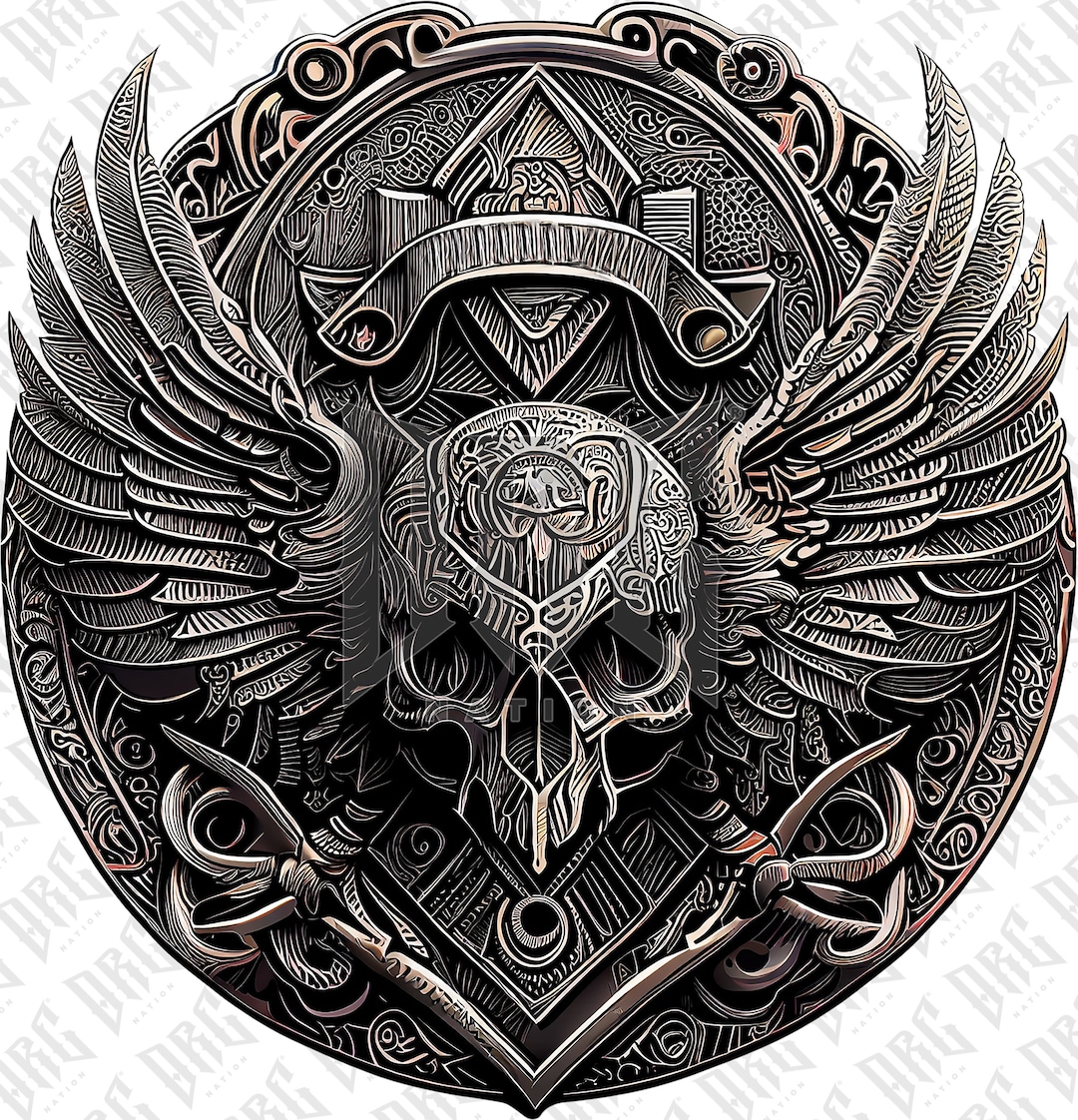 Skull With Wings Png Sublimation Design Download, Hand Drawn Skull Png ...
