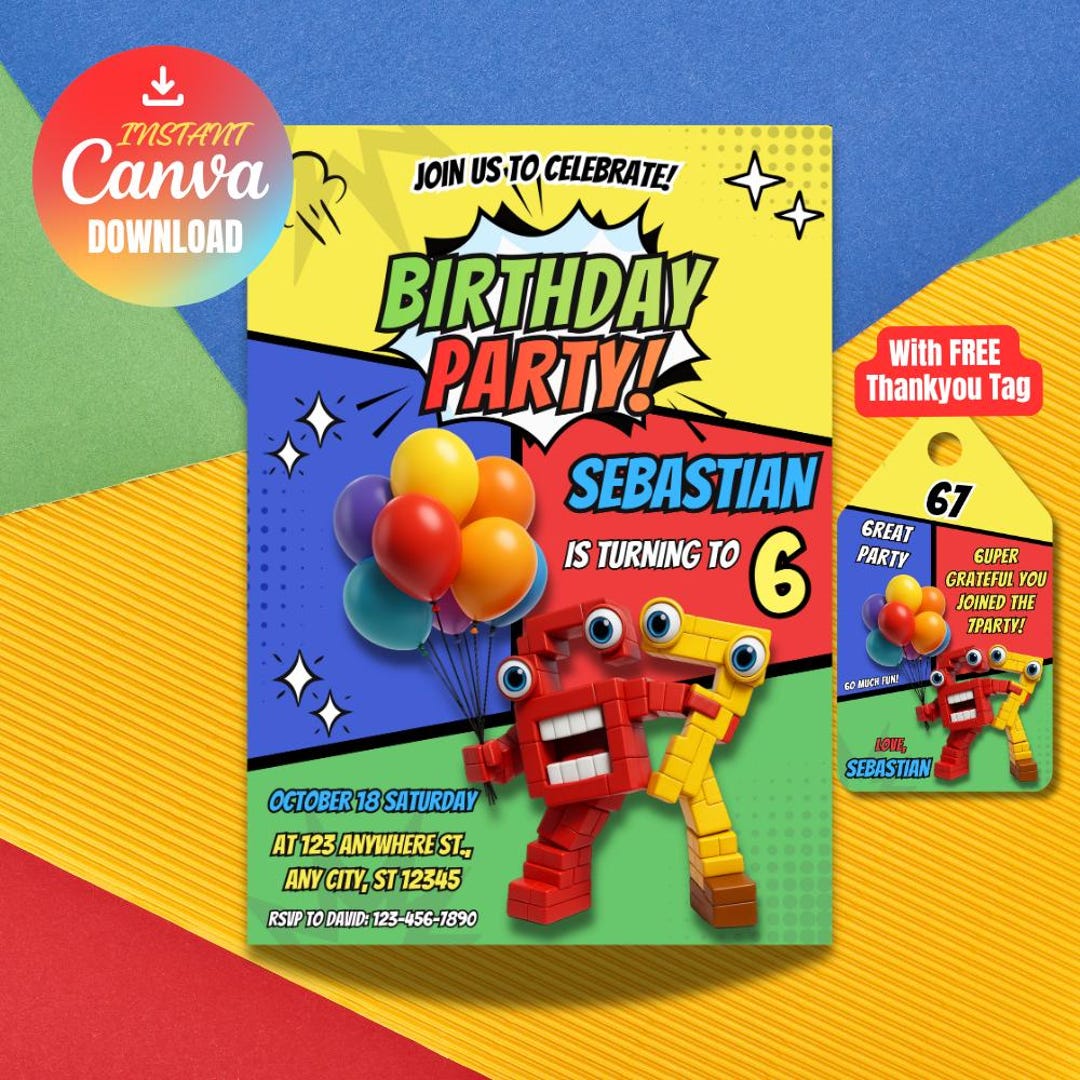 Editable 67 Brainrot Birthday Invitation Six Seven Invitation Birthday ...