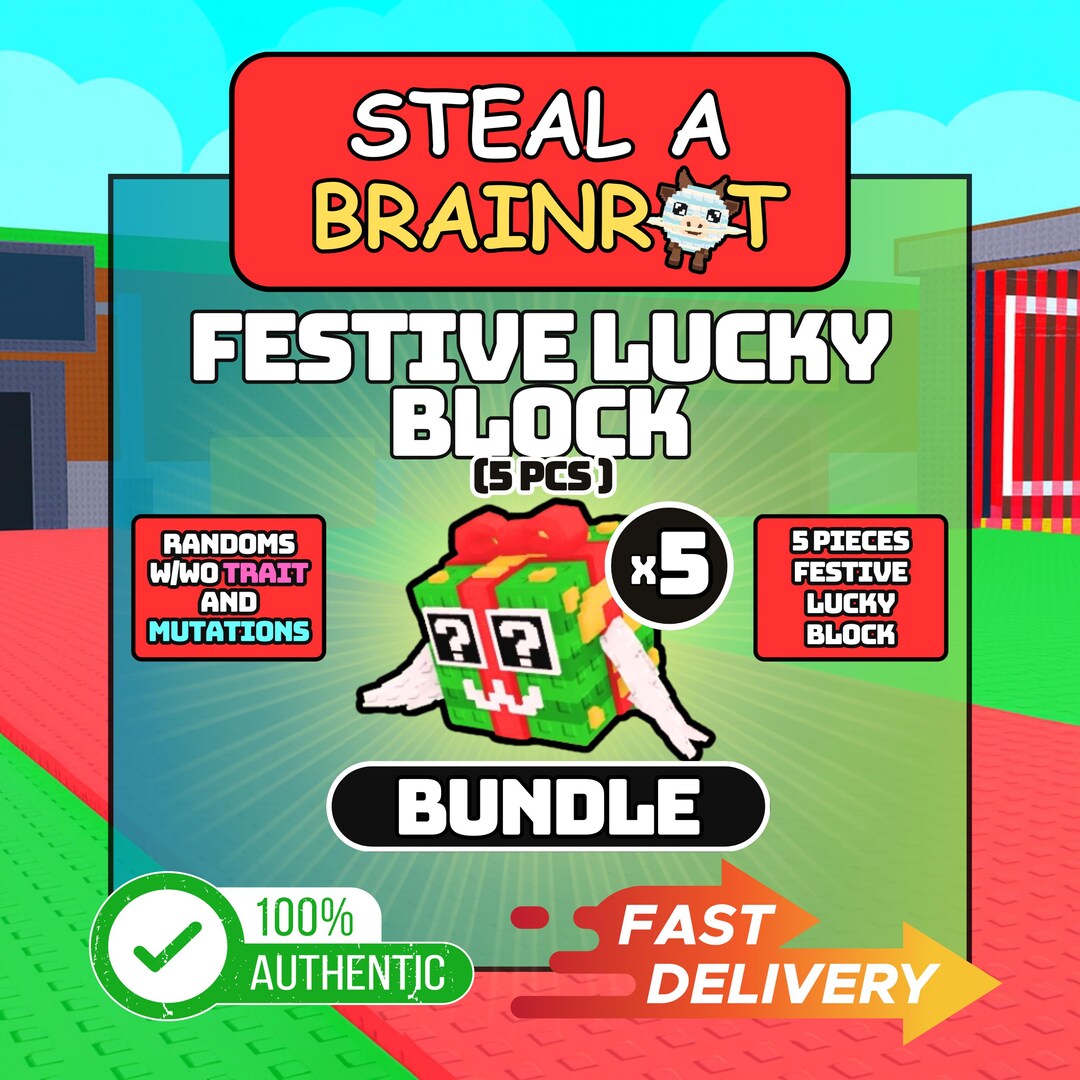 Steal A Brainrot - Festive Lucky Block Bundle | Secret | 5PCS | READ ...
