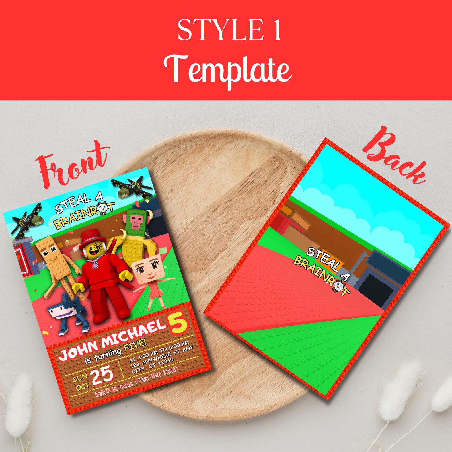 Editable Sammy Steal A Brainrot Birthday Invitation, Digital Invitation ...