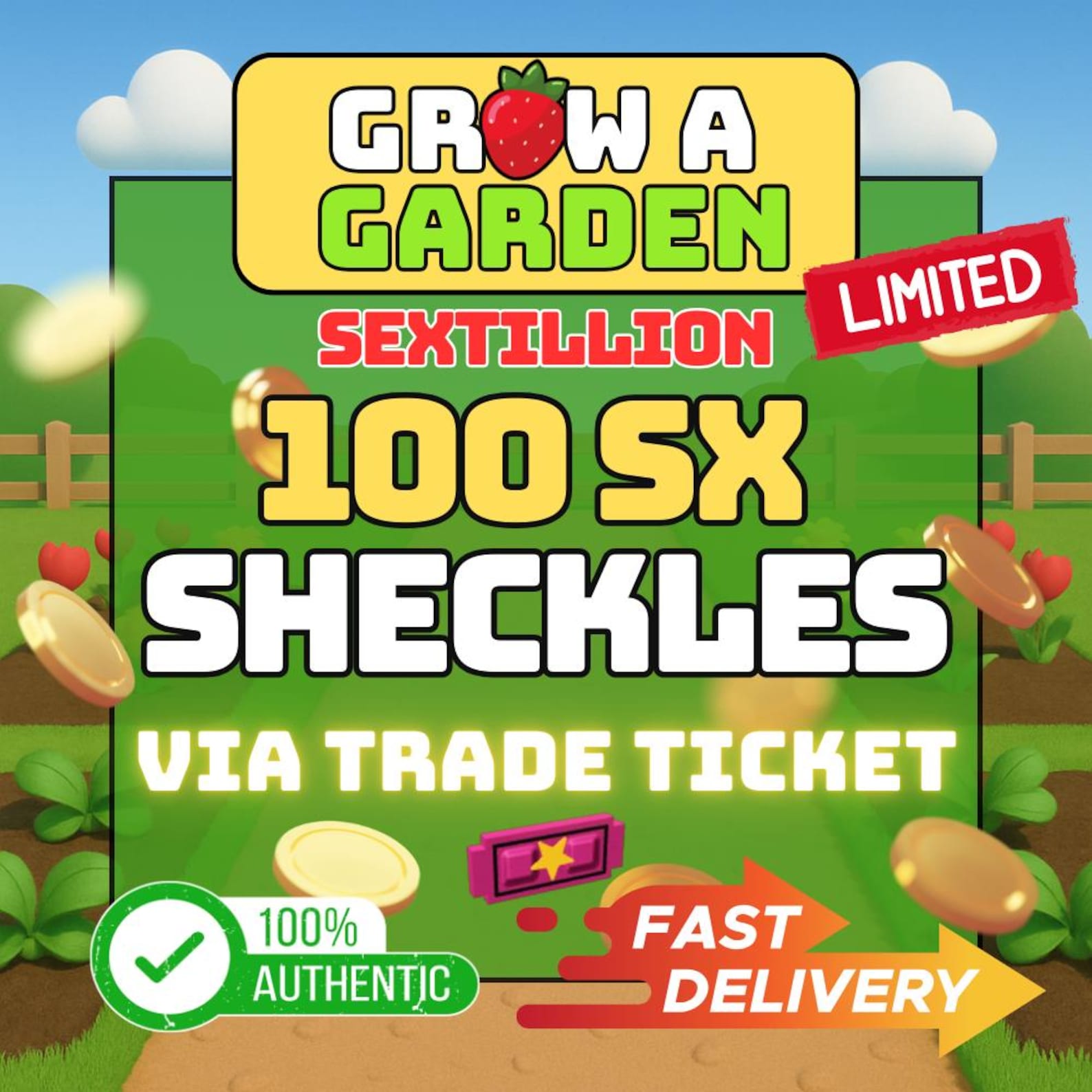 100 Sextillion Sheckles (via Trade Ticket) | Grow a Garden | Fast ...