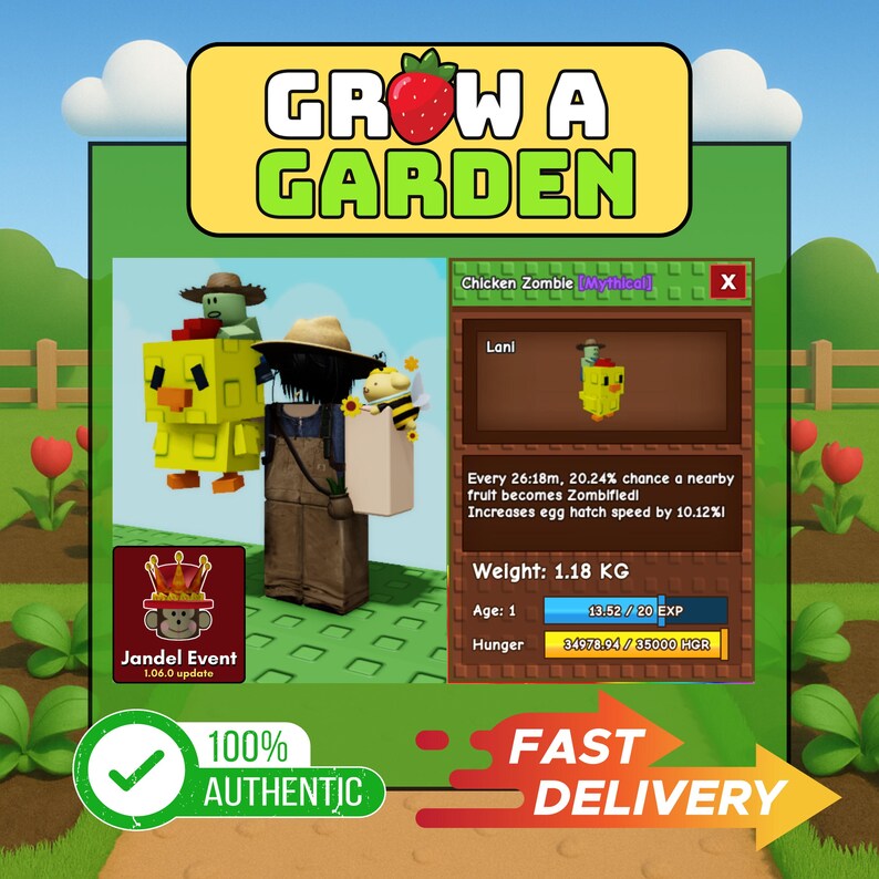 Grow A Garden Mythical Chicken Zombie Pet (digital) - Etsy