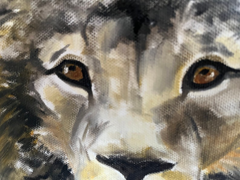 Lion Portrait Oil Painting on 8X10 Hand Painted on Stretched Canvas ...