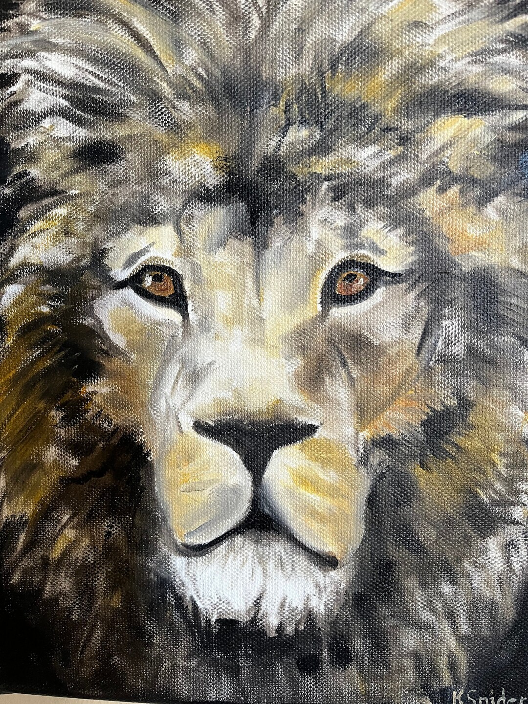 Lion Portrait Oil Painting on 8X10 Hand Painted on Stretched Canvas ...
