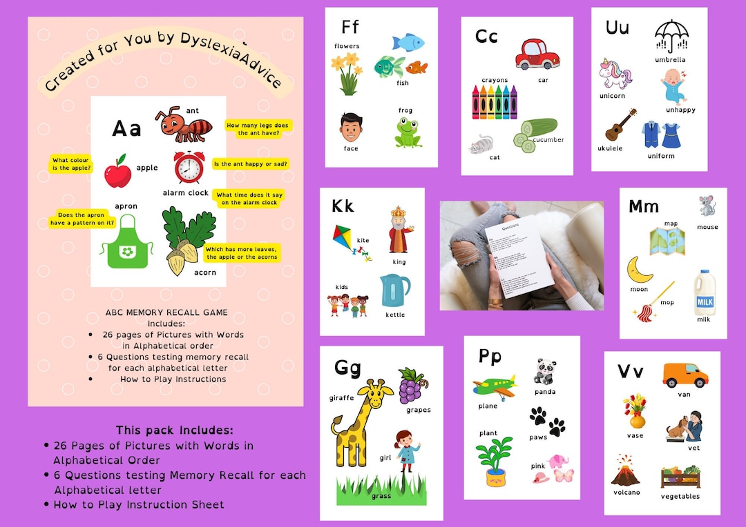 ABC Memory Game, ABC, Memory Game, Memory Recall Game, Dyslexia ...