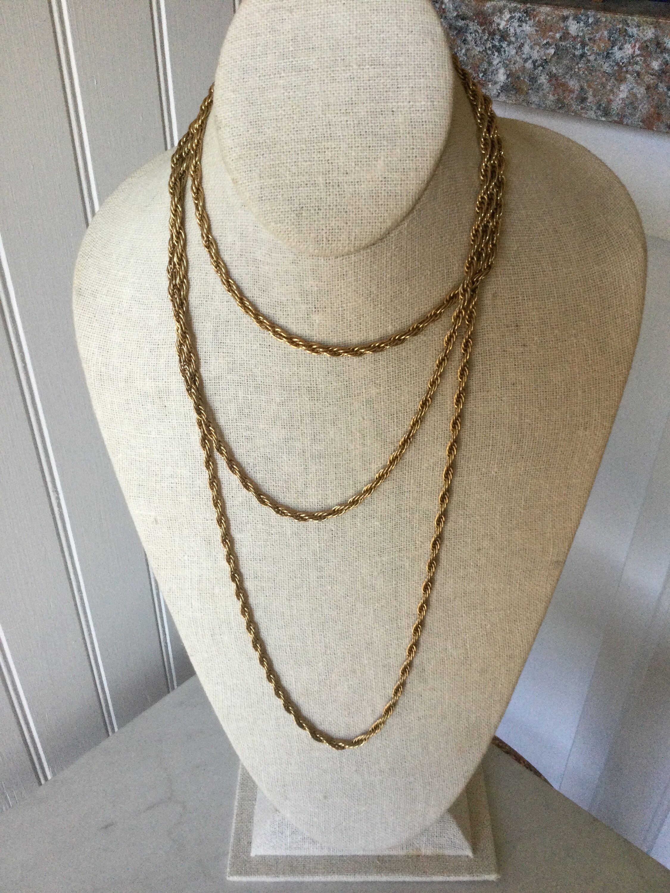 MONET Vintage Long Chain Triple Gold Plated Rope Chain - Etsy