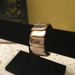 Signed JAPAN Expansion Bracelet BOLD Silvertone Vintage Statement Piece ...